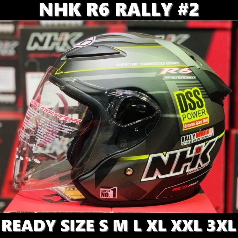 Jual Helm NHK R6 Rally #2 Black Silver Doff Hitam Perak Dop Half Face ...