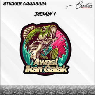 Jual Stiker Aquarium Ikan Galak Awas Ikan Predator Channa Louhan Arwana ...