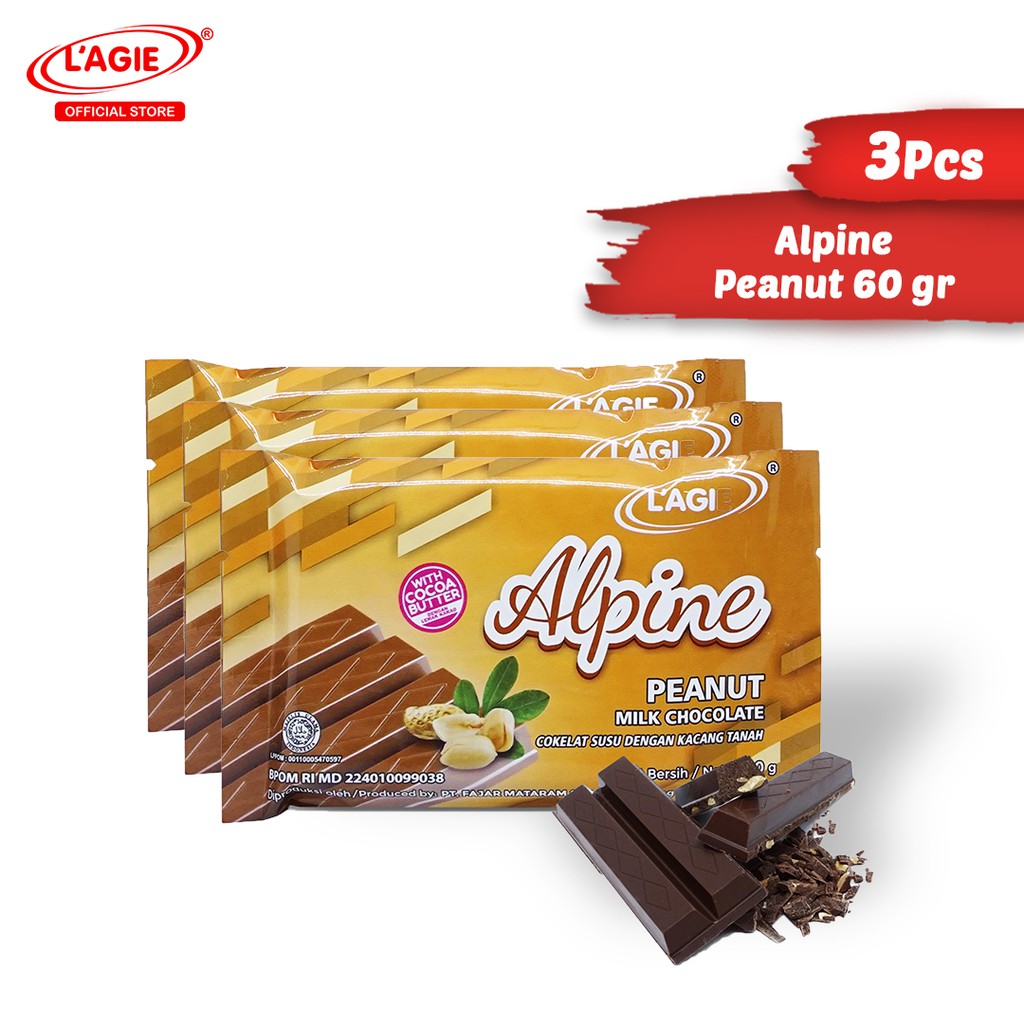 Lagie Coklat Kacang Tanah Alpine Peanut 3pcs @60gr | Shopee Indonesia