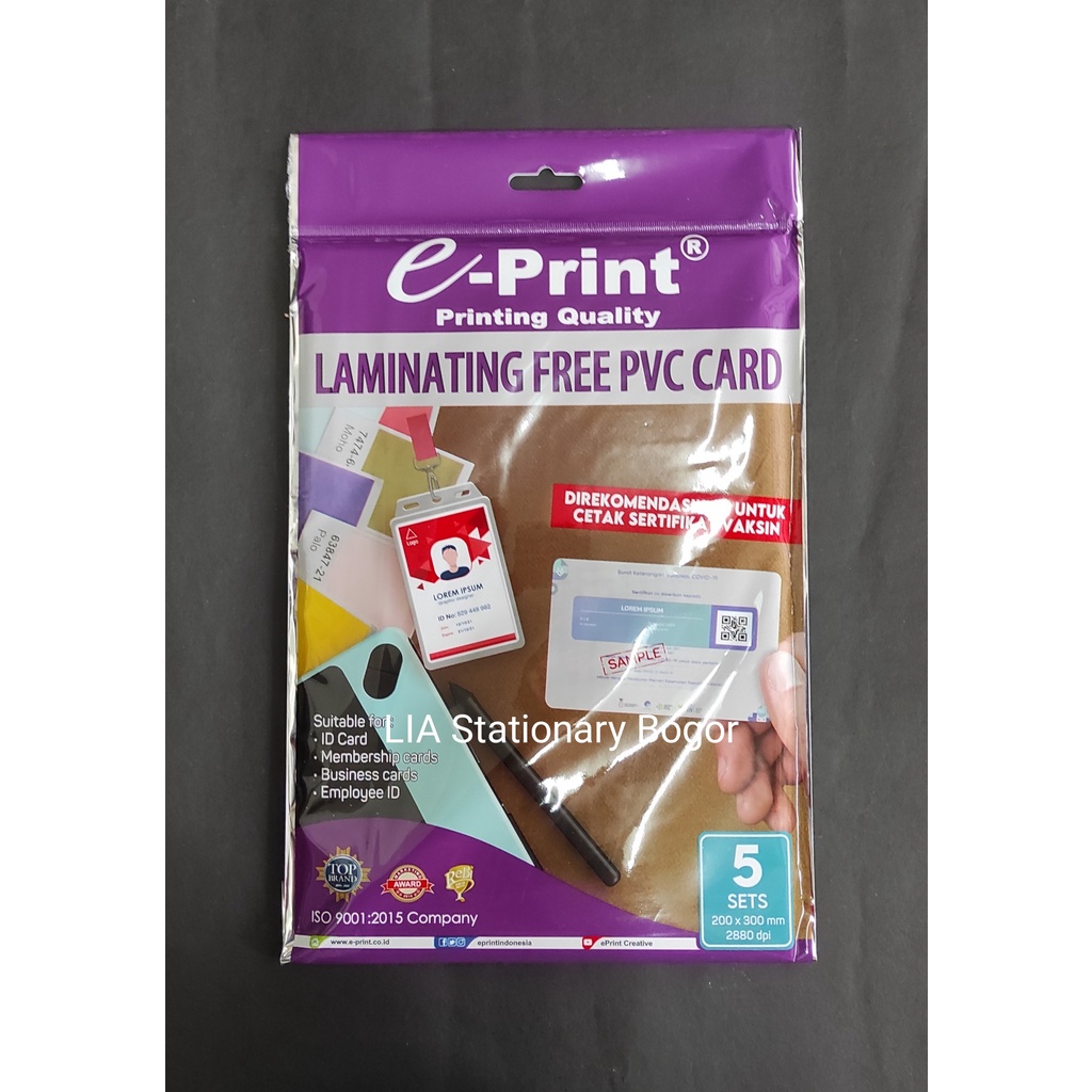 Jual Kertas PVC Bahan ID Card E Print A4 Untuk ID Card Atau Kartu ...