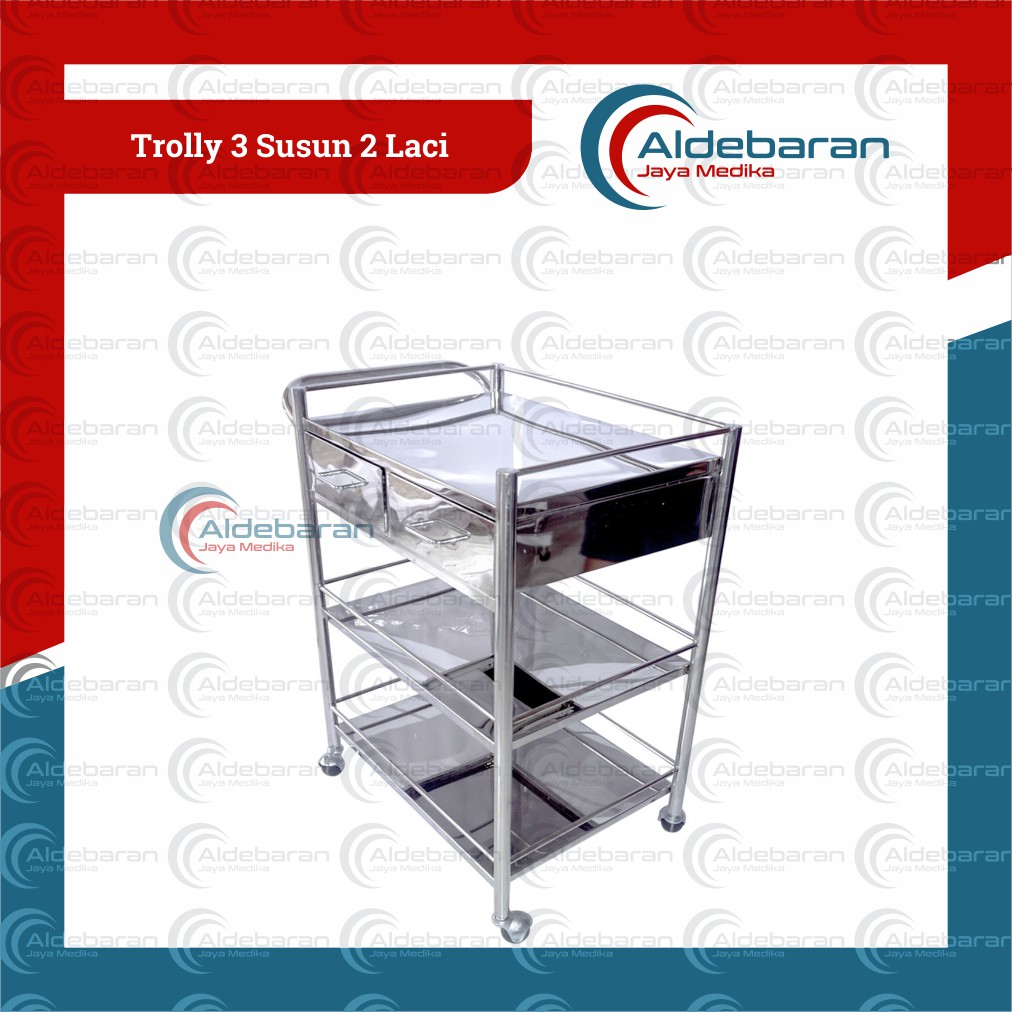 Jual Trolley 3 Tingkat Stainless Steel Plus Laci | Trolly 3 Tingkat SS ...