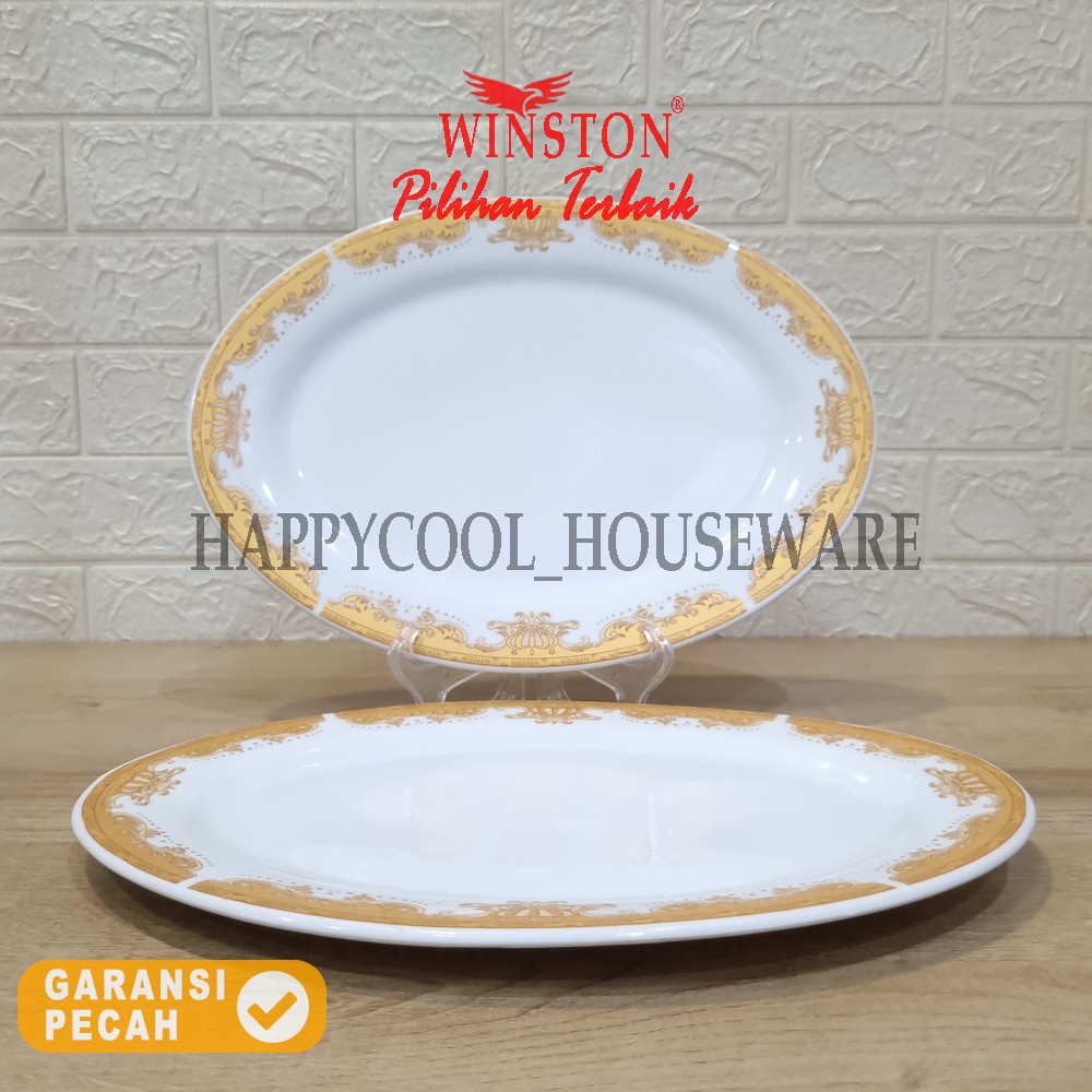 Jual WINSTON Piring Keramik 14IN Mahkota Mas /Piring Oval /Piring Makan ...