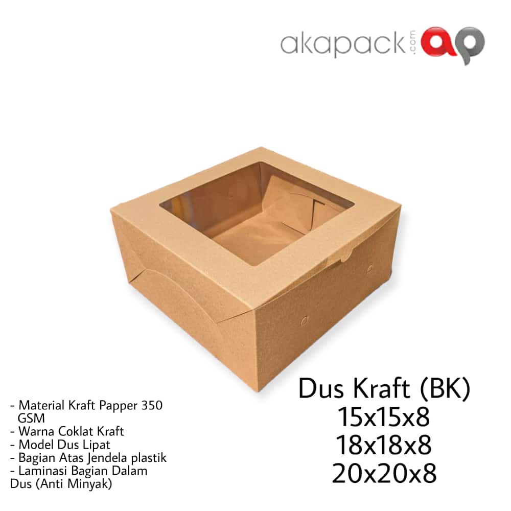 Jual BK Dus Kraft / Box Kraft Window / dus Coklat BK 15x15x8cm , BK 18x18x8cm & BK 20x20x8cm ...