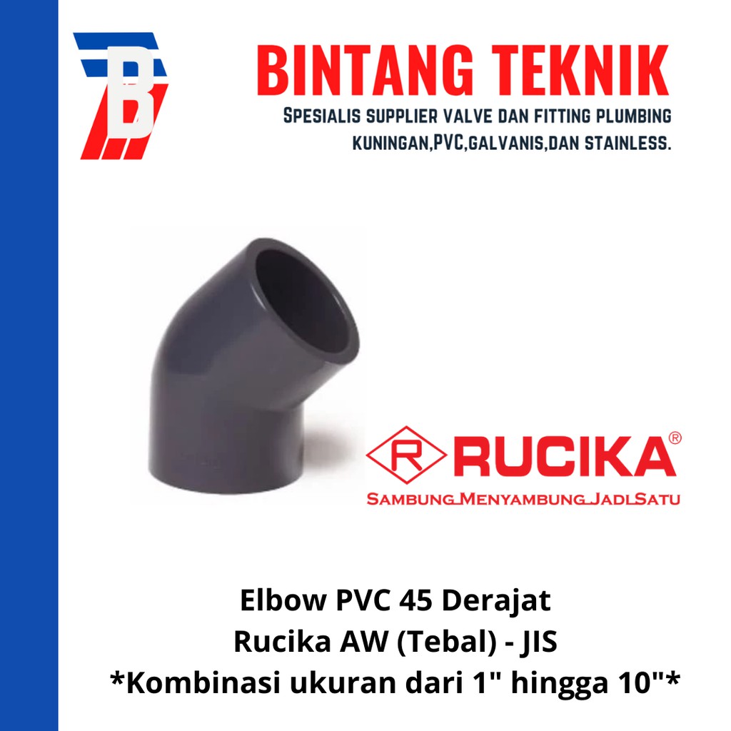 Jual Elbow / Knee 3" inch PVC Rucika AW (Tebal) 45 Derajat | Shopee Indonesia