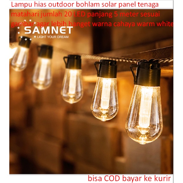 Jual Lampu hias outdoor bohlam solar panel tenaga matahari jumlah 20 ...