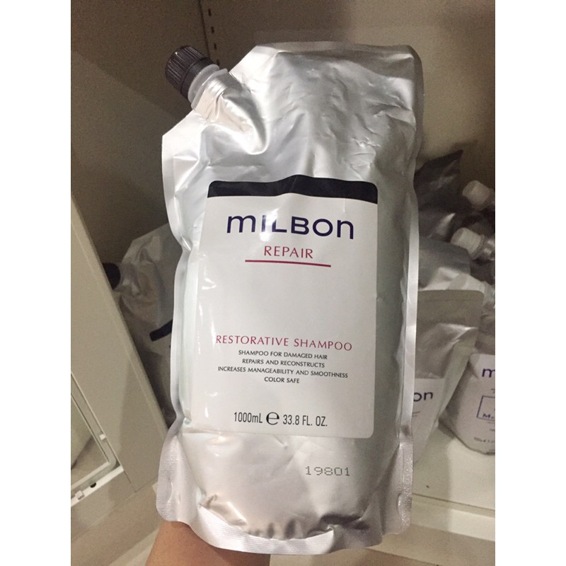 Jual MILBON REPAIR RESTORATIVE SHAMPOO & TREATMENT 1000 ML | Shopee Indonesia