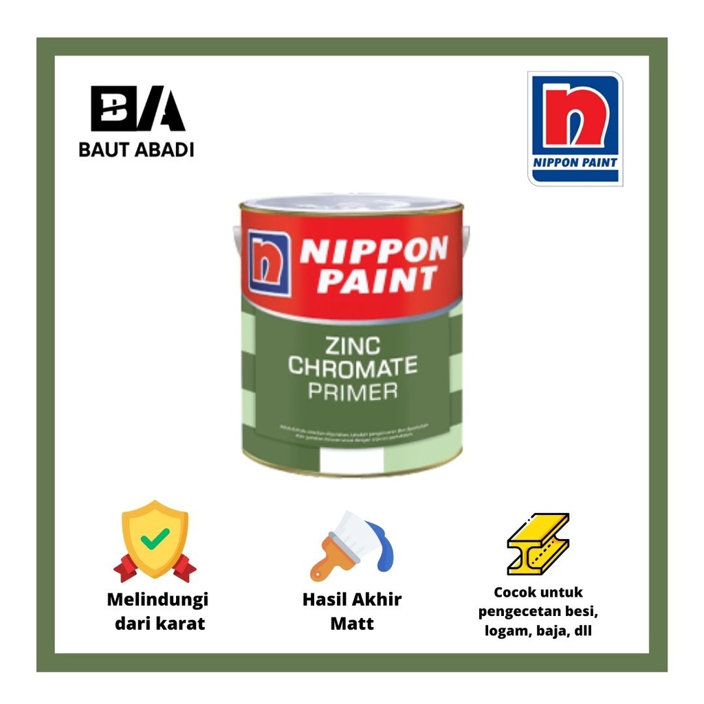 Jual Cat Meni Besi Anti Karat Zinchromate Nippon Paint 20 kg & 25 kg ...