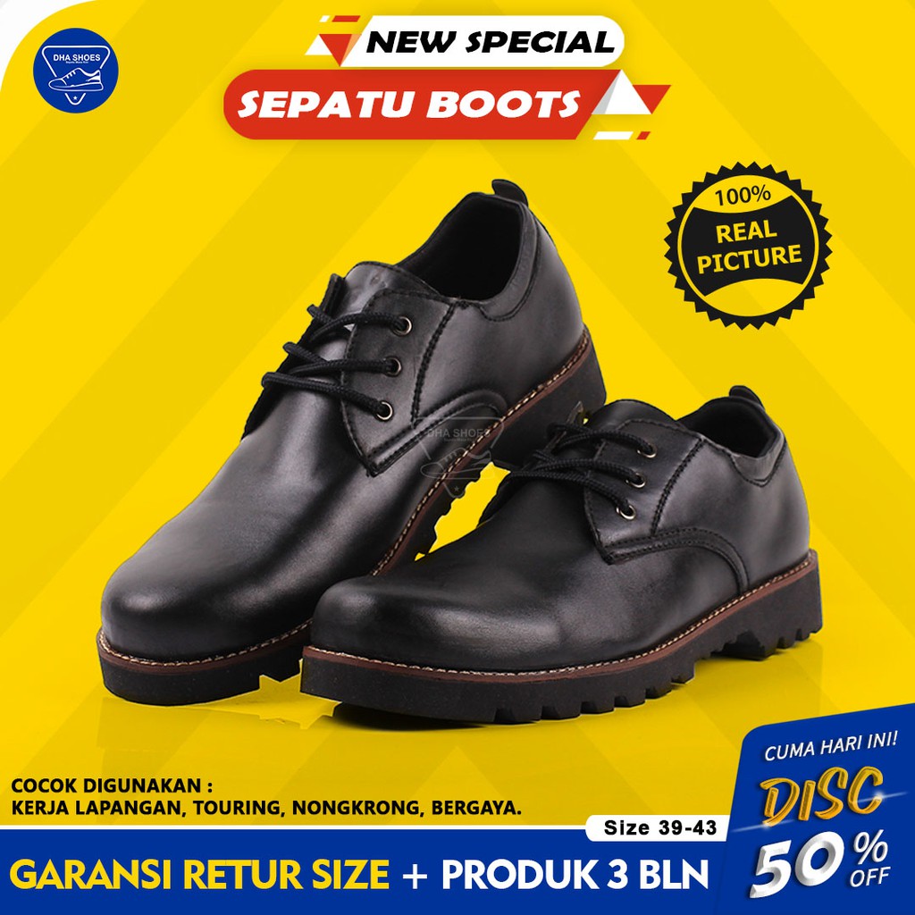 Jual DHA-B8 Sepatu Boots Safety Ujung Besi Pria Spatu Boot Kerja Cowo ...