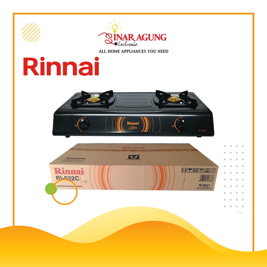Jual RINNAI KOMPOR GAS RI522C / RI 522 C / RI-522C 2 TUNGKU GARANSI ...