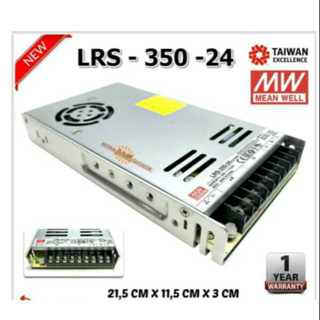 Jual Power Supply Meanwell MW 24V 14.6A LRS-350-24 Power Supply MW Mean ...