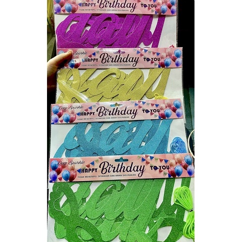 Jual Banner / Garland HBD Glitter 4 warna | Shopee Indonesia