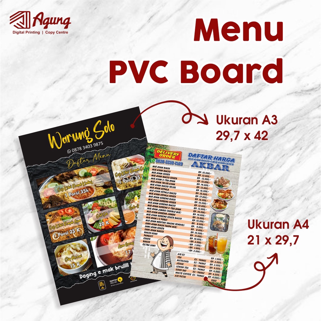 Jual Daftar Menu Board/Papan Menu/Menu Resto Bahan PVC | Shopee Indonesia
