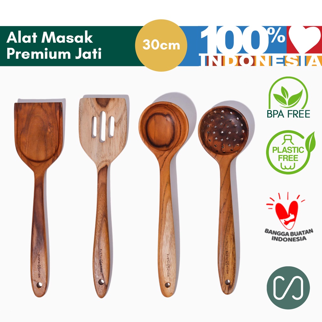 Jual Sustaination Alat Masak Kayu Jati (Spatula Sutil Sodet Sendok Sup ...