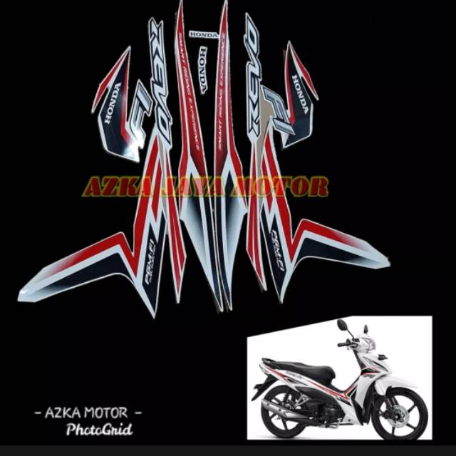 Jual Striping stiker Honda Revo Fi putih 2015 / strip list sticker Revo ...