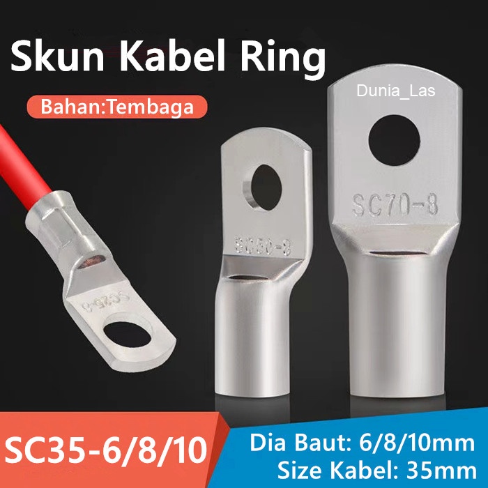 Jual 5PCS Skun Kabel Scun Lug SC 35mm Lubang Baut 6mm 8mm 10mm 35-6 35-8 35-10mm Konetor Cable ...