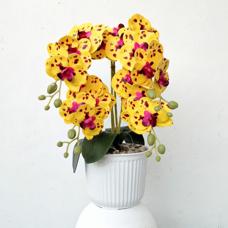 Jual bunga palsu anggrek latex 4 cabang | Shopee Indonesia