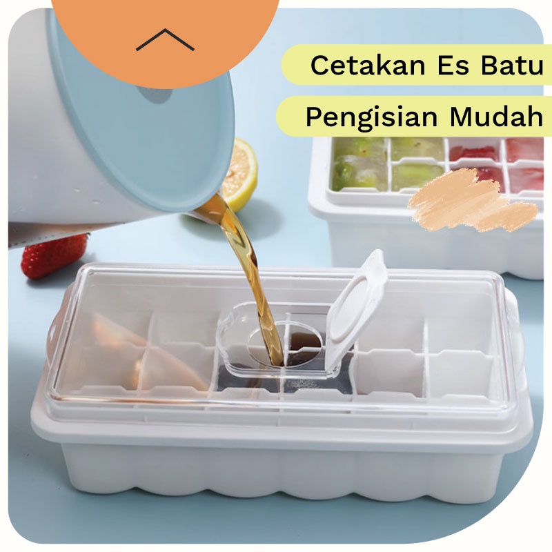 Jual Tempat Kotak Es Batu Makanan Silikon Dengan Tutup Anti Tumpah Ice ...