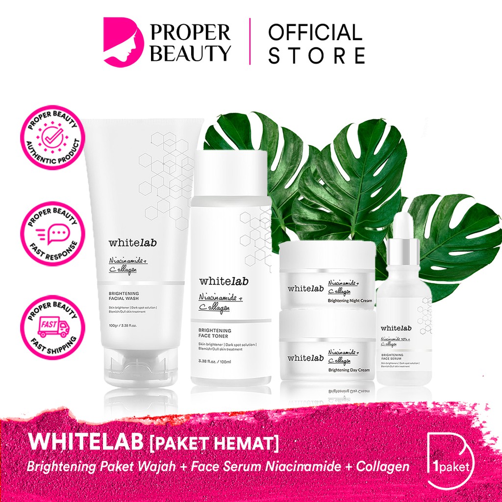 Jual WHITELAB Paket Wajah Brightening + Serum Indonesia / Facial Wash ...