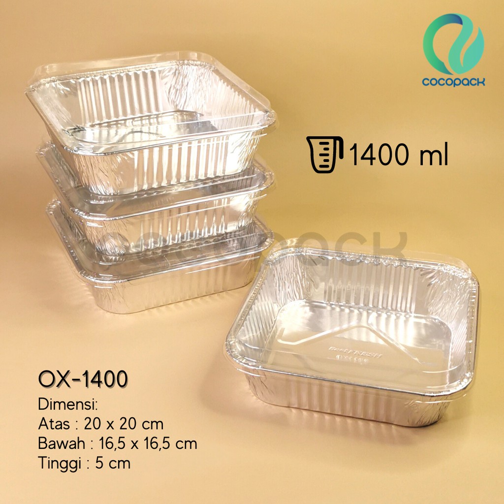 Jual 10 PCS Aluminium Foil Cup Tray OX-1400 + TUTUP MIKA | Shopee Indonesia