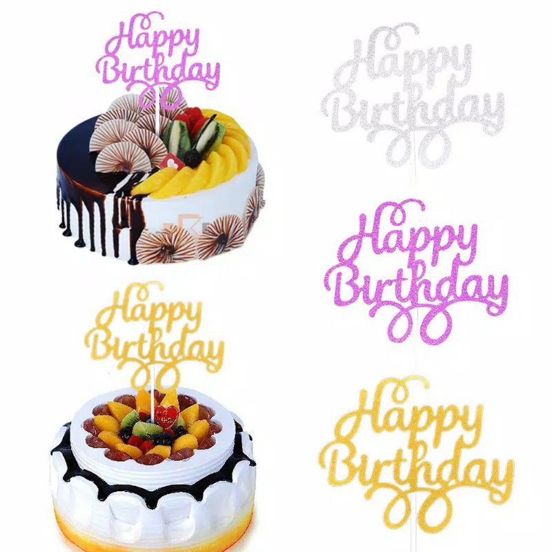 Jual Topper Cake Happy Birthday Bahan Paper Glitter 1 Pcs ~ Topper Kue ...
