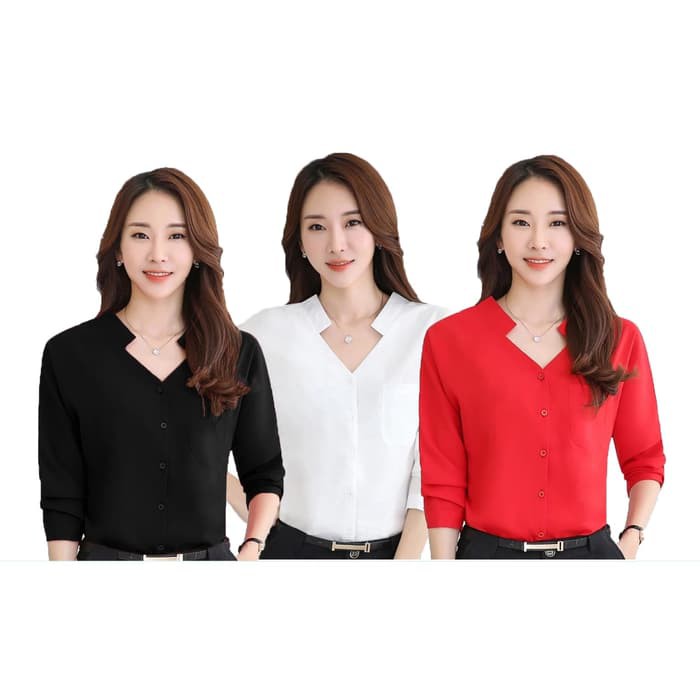 Jual Baju Kemeja Cewek Trend Modern Kekinian P25S4 A6074 Oceana Stri ...