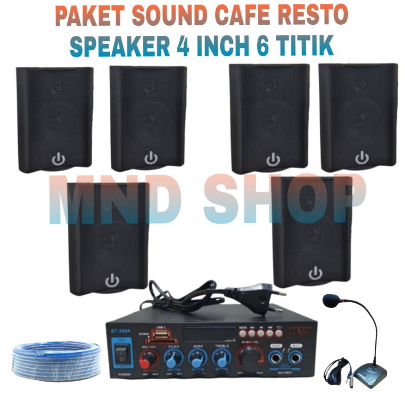 Jual paket sound system cafe resto klinik speaker 4 inch 6 titik ...