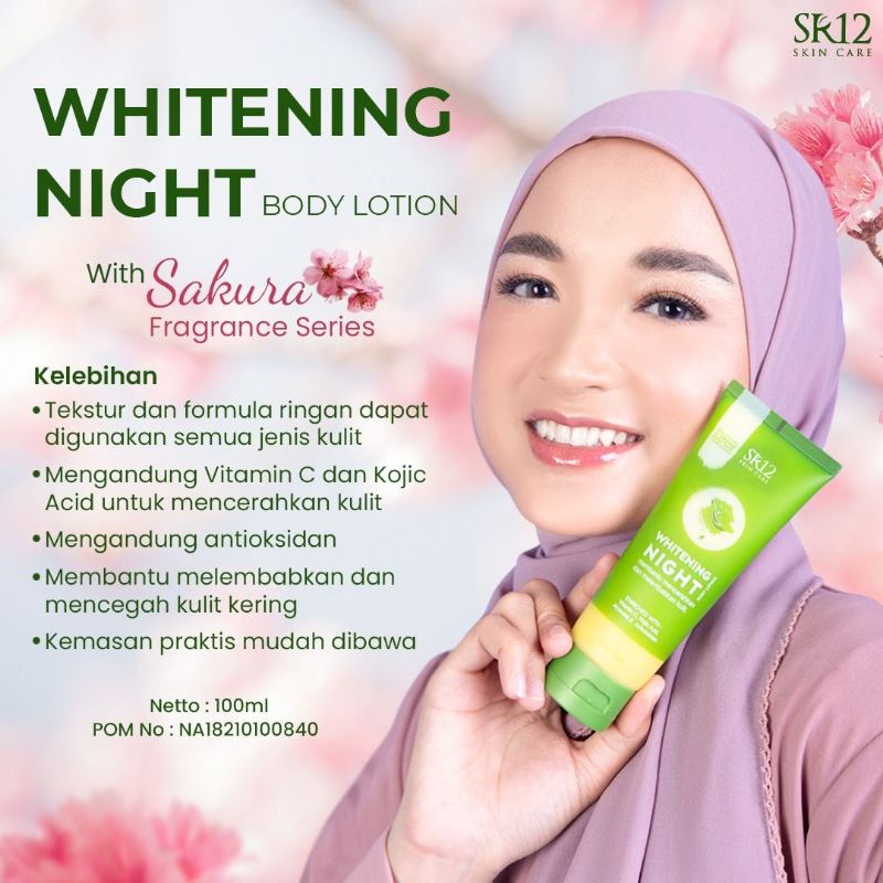 Jual WHITENING NIGHT BODY LOTION WITH SAKURA SR12 HAND BODY MALAM ...