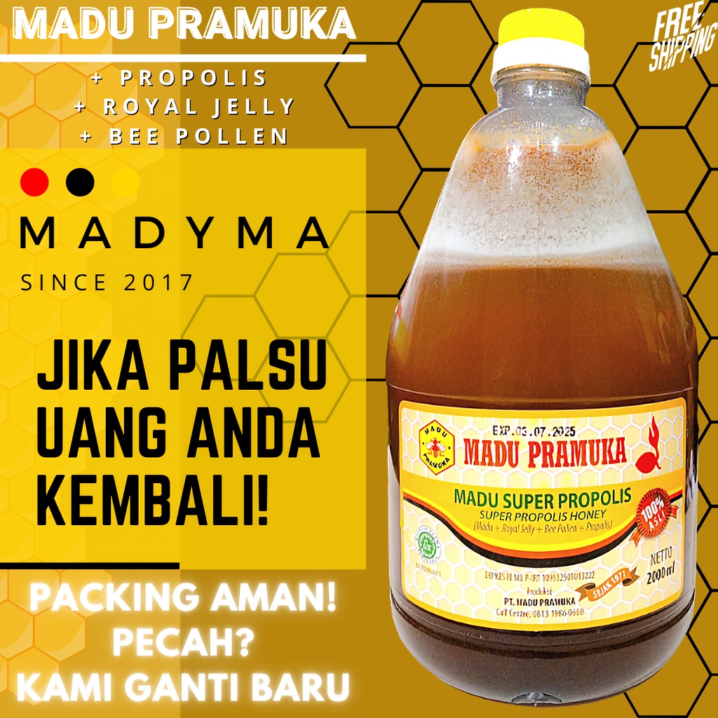 Madu Pramuka Super Propolis Honey 2000 ml 2 Liter 2L (Madu + Propolis ...