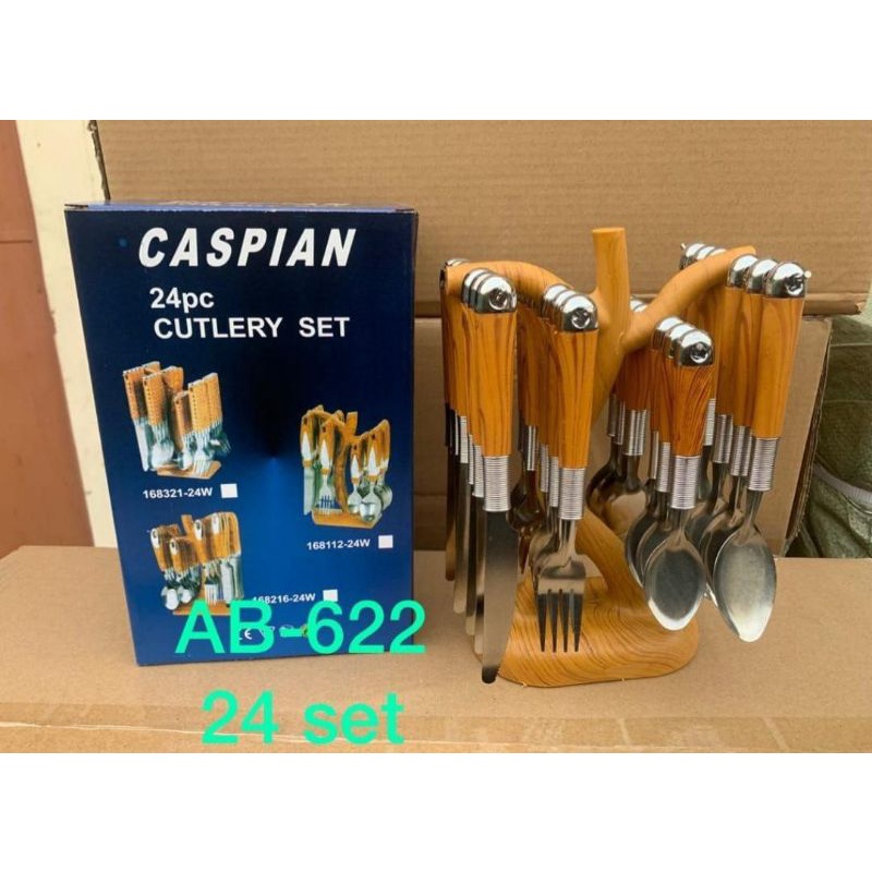 Jual SENDOK SET CASPIAN 24 PCS sendok set motif kayu garpu set motif ...