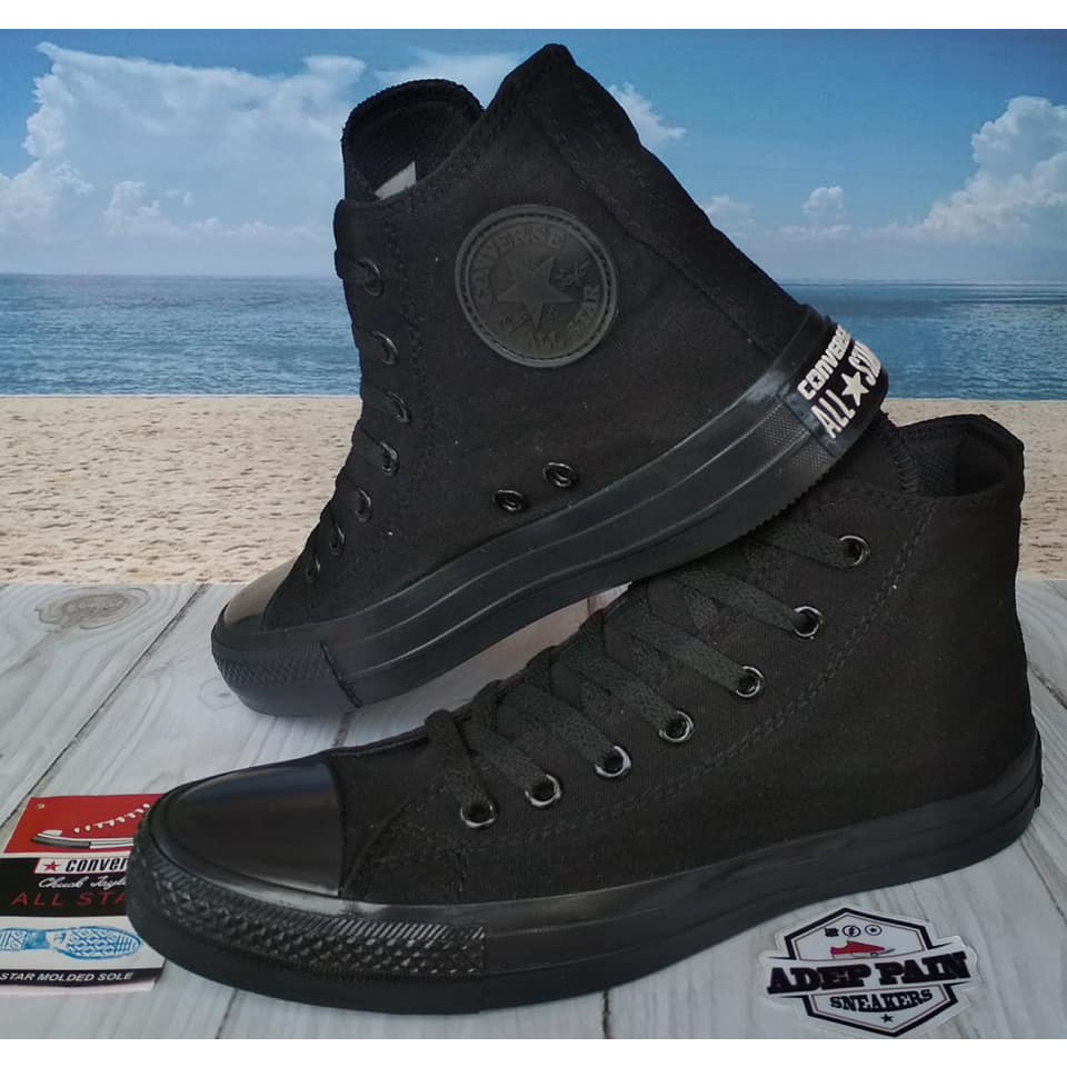Jual SEPATU ALL STAR CONVERSE TINGGI FULL HITAM PREMIUM | Shopee Indonesia
