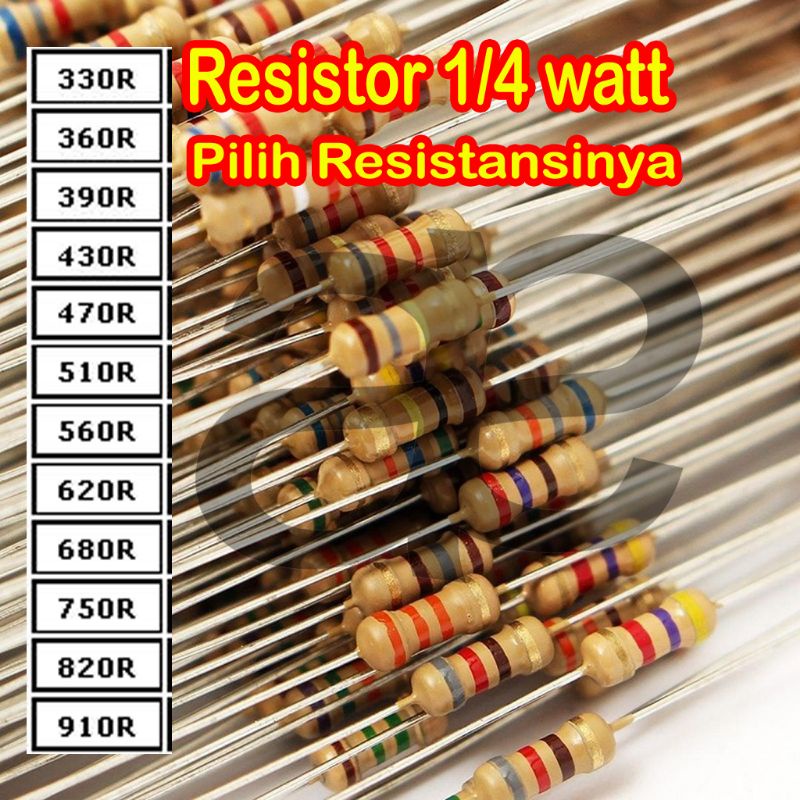 Jual 330 Ohm - 910 Ohm RESISTOR KARBON 1/4 WATT 5 % | Shopee Indonesia