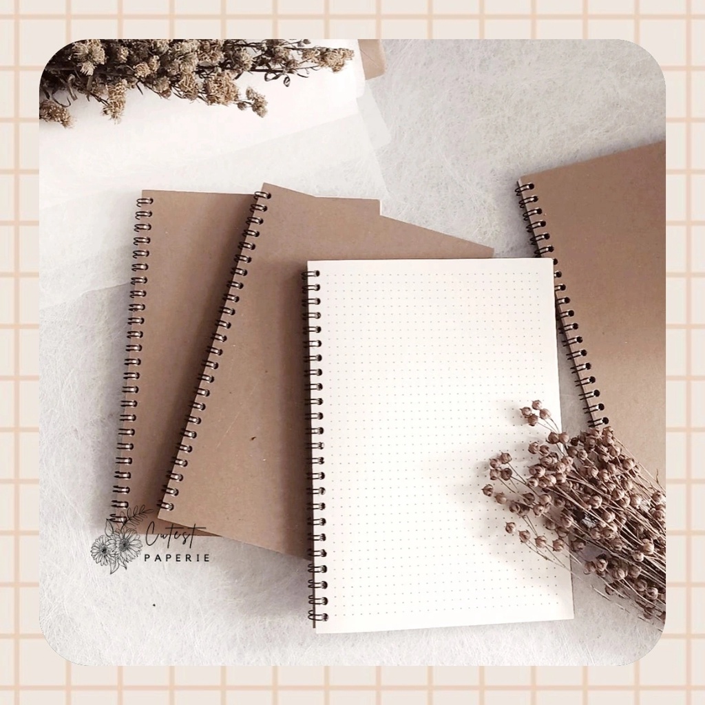 Jual NOTEBOOK/JURNAL A5 A6 VINTAGE DOTTED/GRID/POLOS KRAFT COKLAT ...