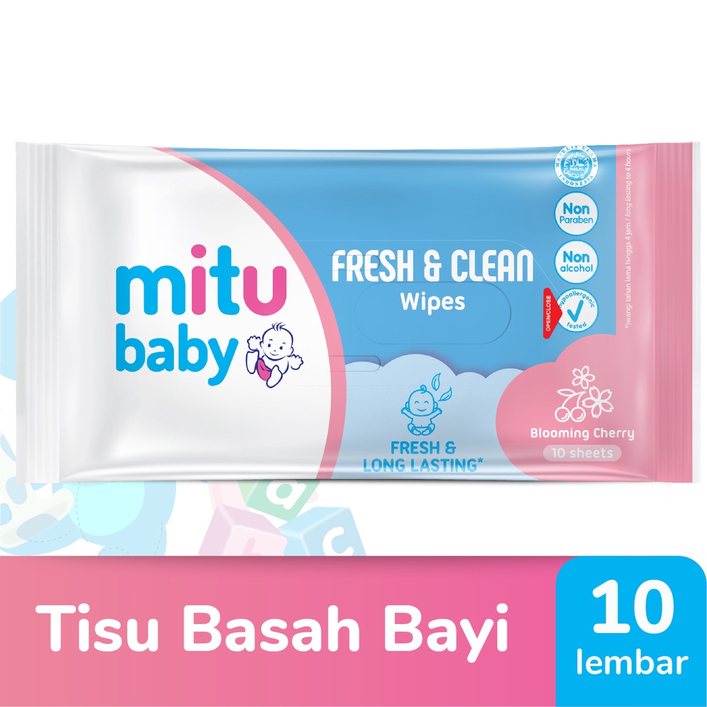 Jual Mitu Baby Tisu Basah Fresh and Clean Pink 10's - Tisu Basah Bayi ...