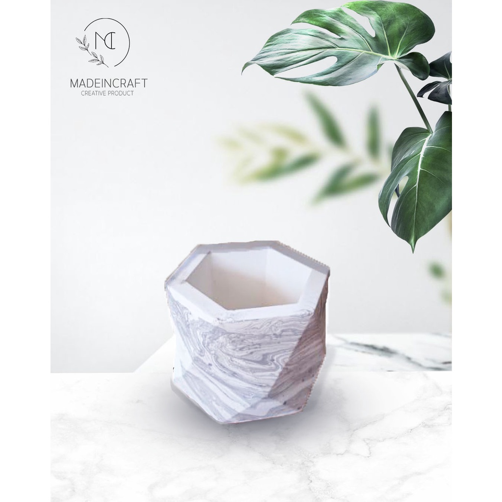 Jual POT SEMEN AESTHETIC SERBAGUNA ABU-ABU HEXAGONAL | Shopee Indonesia