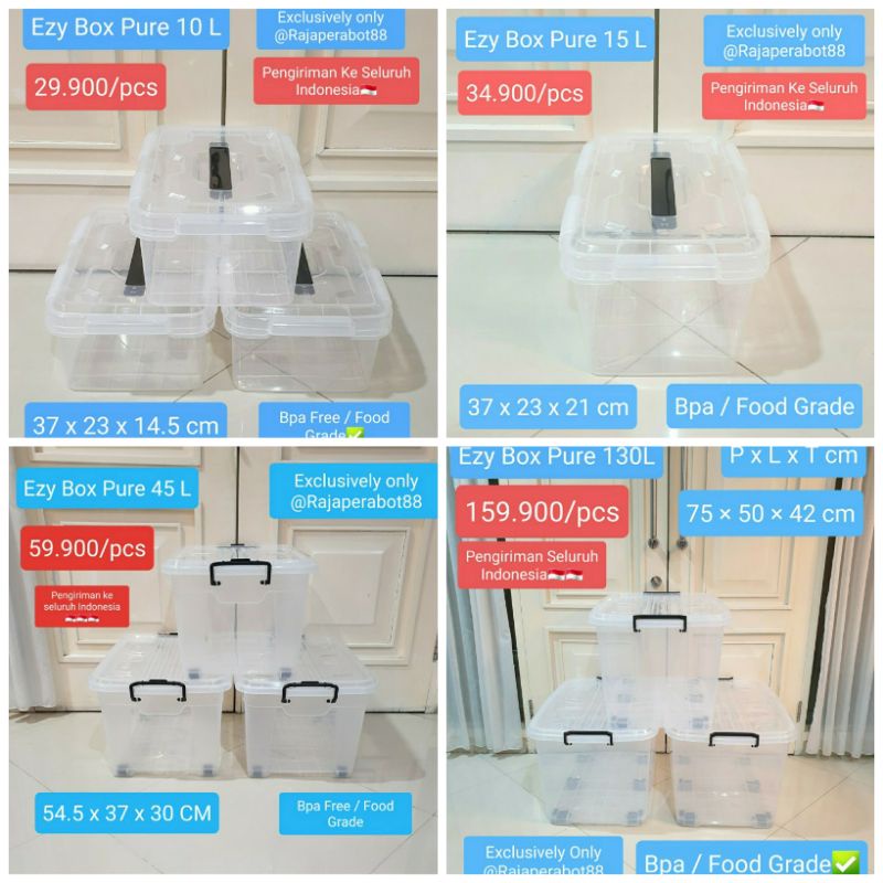 Jual CONTAINER BOX EZY BENING/PURE/TRASNPARAN 10-15-18-25-35-45-52-75 ...
