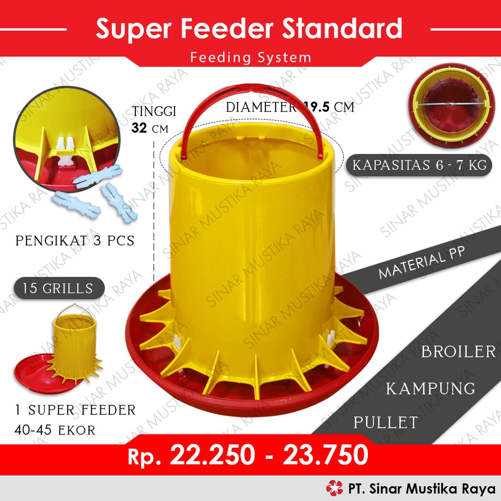 Jual Super Feeder 6 - 7 kg - Tempat Pakan Ayam - Alat Ternak Ayam Unggas - Peralatan Peternakan ...