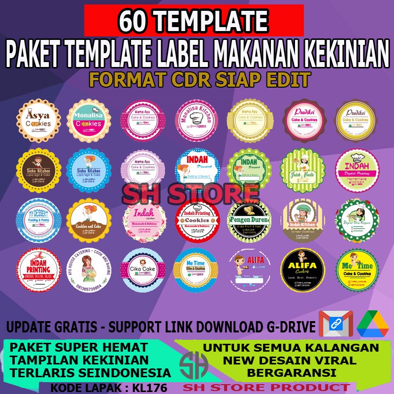 Jual Paket Template Label Makanan Logo Minuman TInggal Edit Usaha ...