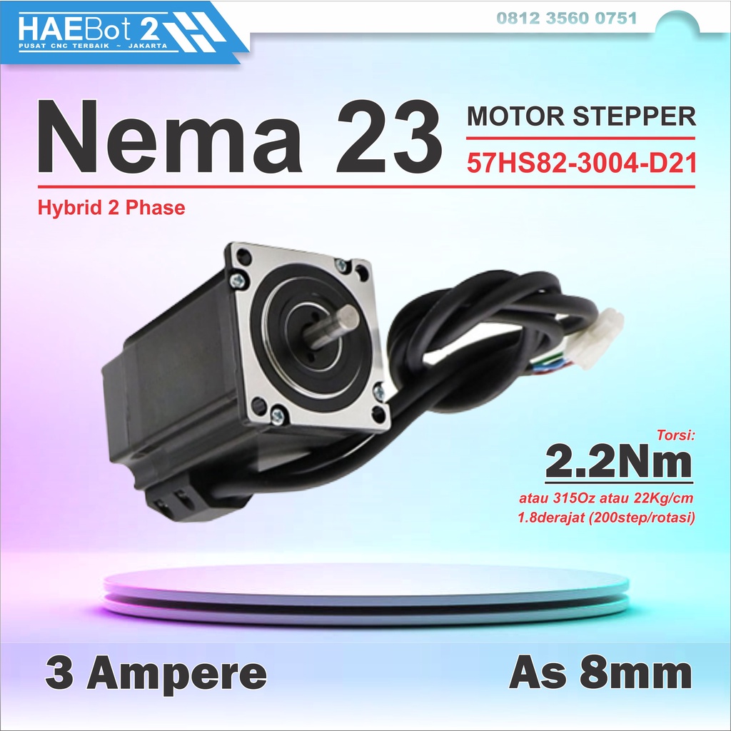 Jual [HAEBOT 2] Motor Stepper Nema 23 Nema23 57HS82 2.2Nm 3A CNC ...