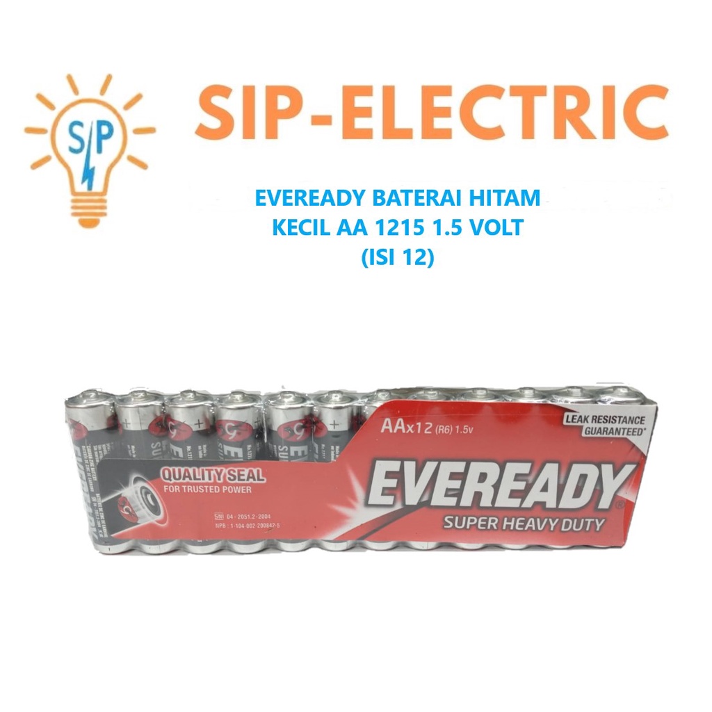 Jual EVEREADY BATERAI HITAM KECIL AA / BATRE 1215 / BATTERY 1.5V isi 12 ...