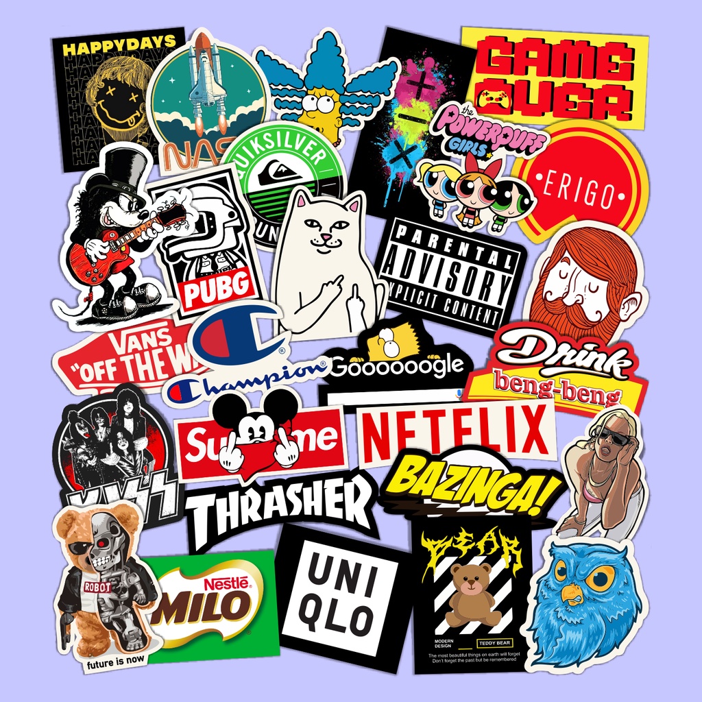 Jual 28 Pcs Stiker Die Cut Hypebeast Logo Clothing Brand Aesthetic ...