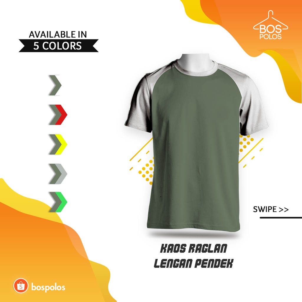 Jual Kaos Polos Raglan Dewasa Varian Hijau Army - Size XL,XXL,XXXL ...