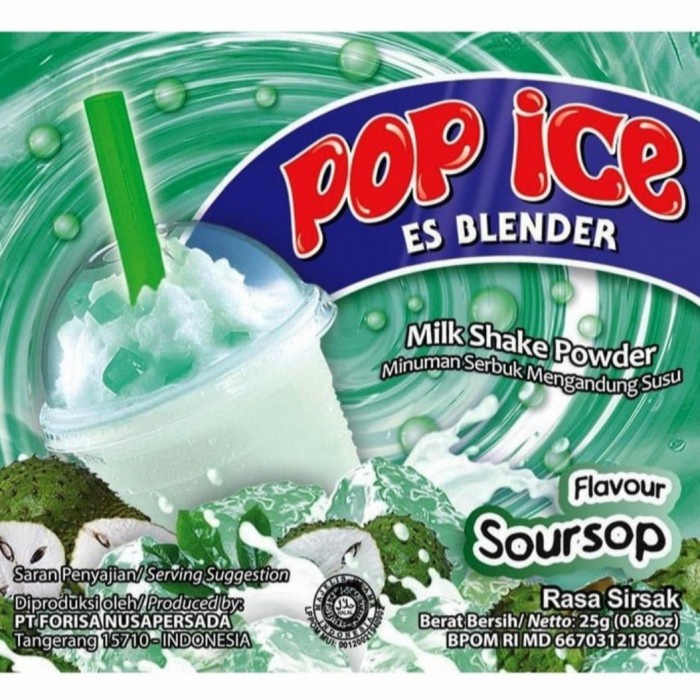 Jual POP ICE es Blender Sachet Minuman Serbuk Susu 25 gr Rasa Soursop ...
