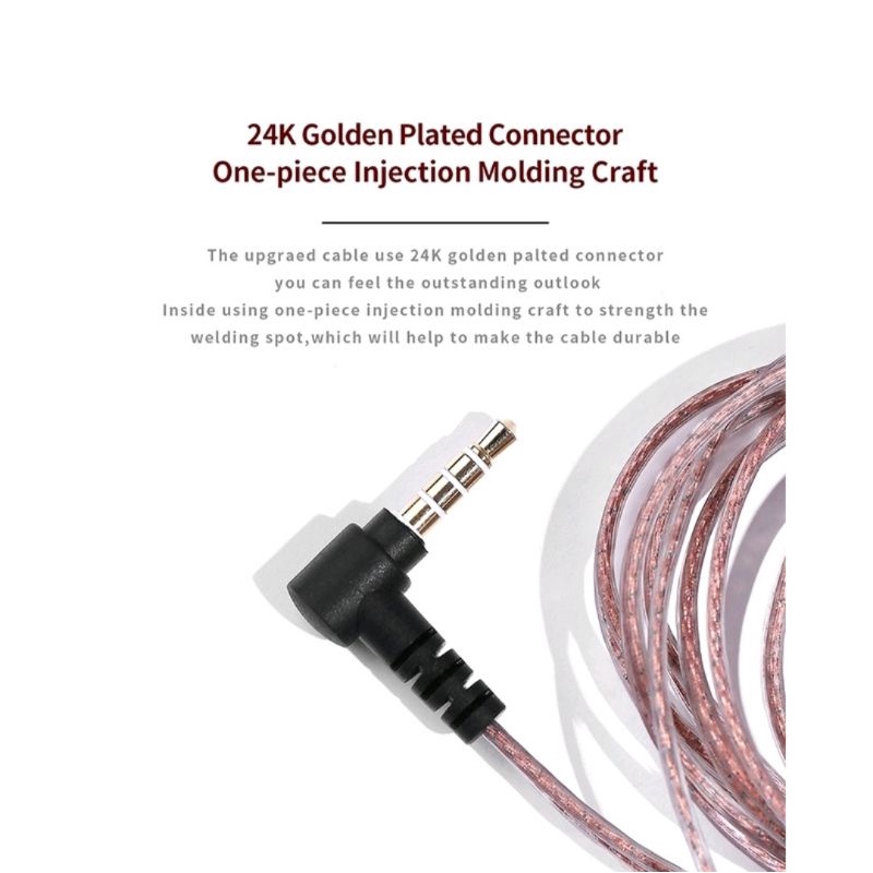 Kabel for KZ Earphone Kabel KZ Copper Jcally PJ2 Copper Dark Pink Gold ...