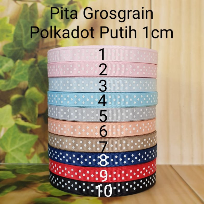 Jual Pita Grosgrain Polkadot Putih 3/8" (1cm) | Shopee Indonesia
