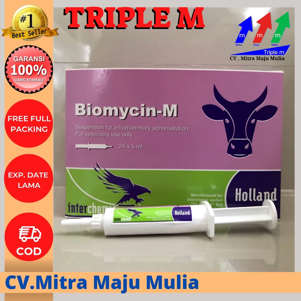 Jual BIOMYCIN-M MMM 1 SYRINGE - Obat Mastitis Sapi Perah Sorehook Kelinci Hewan Biomicin ...