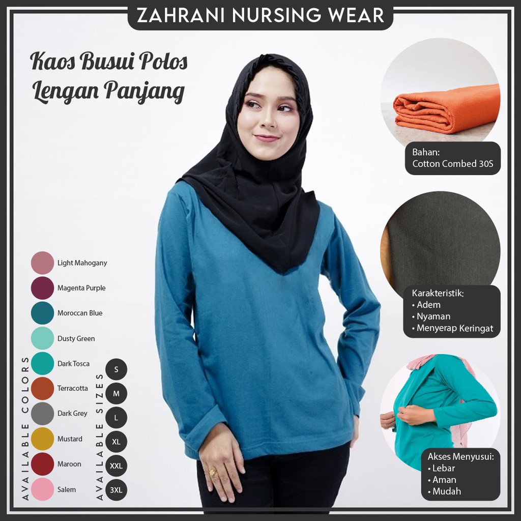 Jual KAOS MENYUSUI BUSUI LENGAN PANJANG NURSING WEAR BAJU ATASAN TIDUR ...