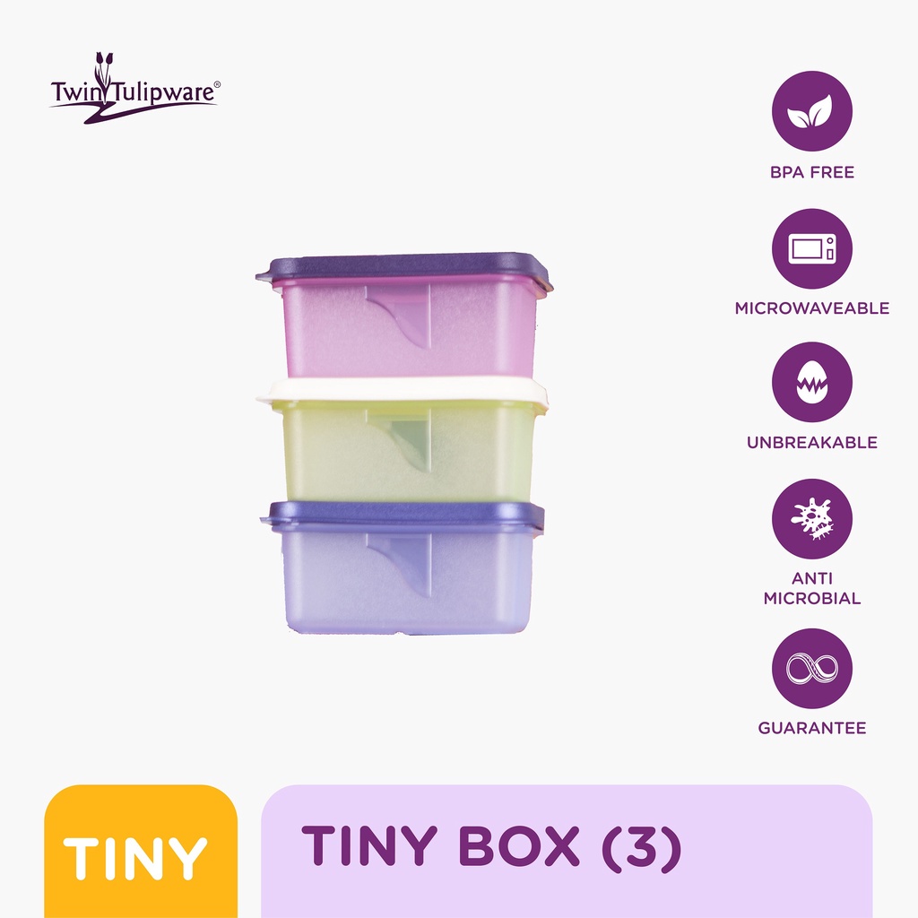 Jual Twin Tulipware Tiny Box (set of 3) Kotak Makanan | Shopee Indonesia
