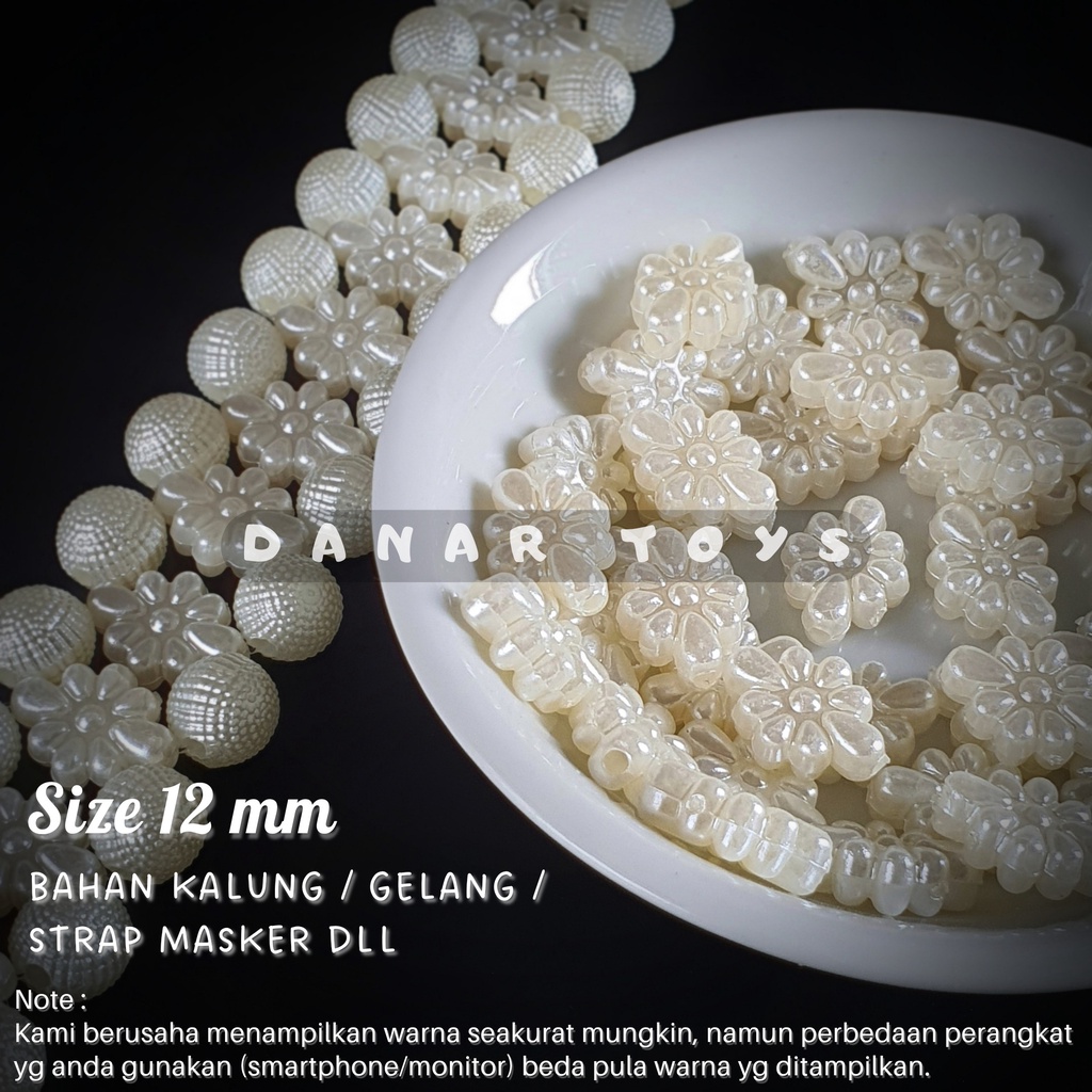 Jual MOTE / MERONCE / BEADS / MOTE PUTIH MUTIARA BUNGA SALJU 12MM ...