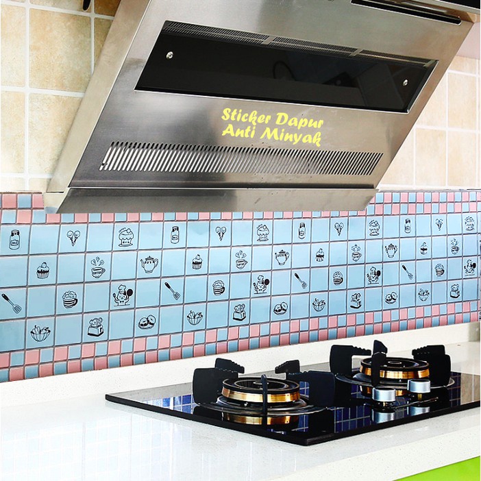 Jual WPSBGS SD008 BLUE TILE CUTE STICKER DAPUR WALLPAPER 60CMX5M ...