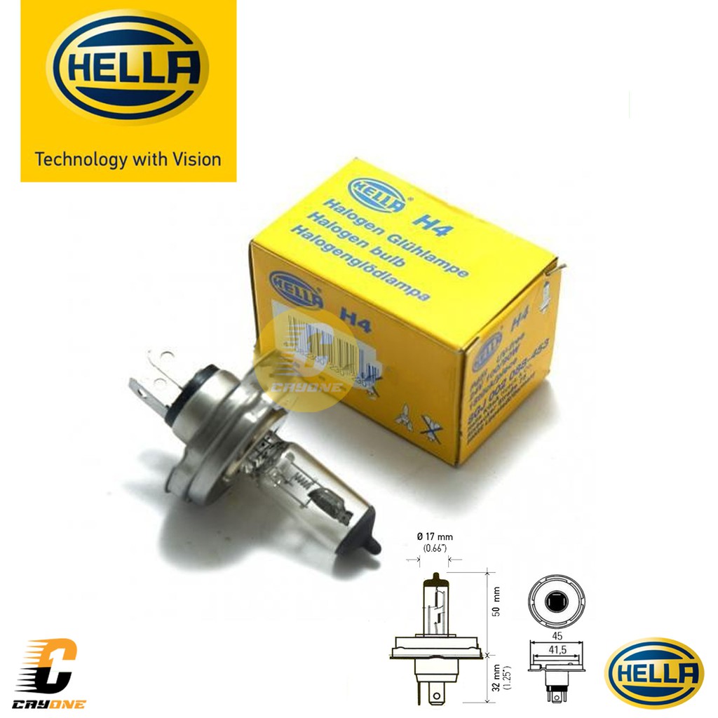 Jual HELLA Bohlam Lampu Halogen Mobil H4 P45T 24V 100/90W | Shopee ...